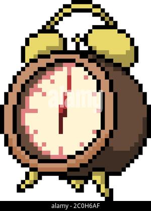 Alarm clock pixel art. Clock 8 bit style Stock Vector Image & Art - Alamy