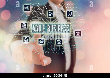 Writing note showing Agile Business. Business concept for capability of ...