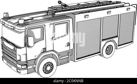 sketch of a fire engine vector on a white background Stock Vector Image ...