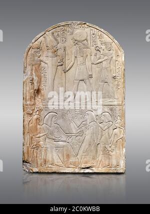 Ancient Egyptian stele dedicated to Re-Harakhty by Irtiertjay, Late ...