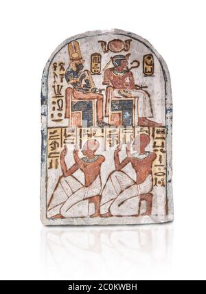 Ancient Egyptian Stele of Amenemope dedicated to Amenhotep I and Ahmose ...