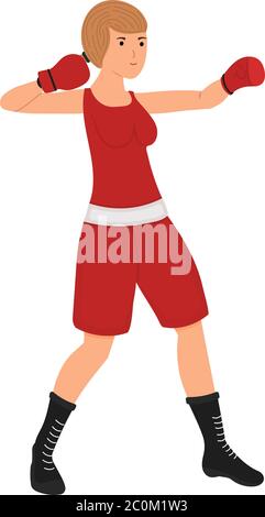 Female boxer cartoon character. Boxing woman vector illustration, girl ...