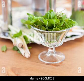 mint green in a glass isolated Stock Photo - Alamy