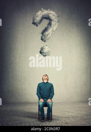 Business man cloud head with question and exclamation marks Stock Photo ...
