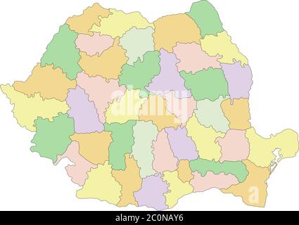 Romania - Highly detailed editable political map with labeling Stock ...