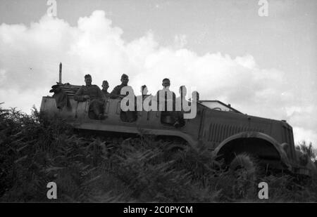 A WW2 German Sd.kfz 8 Half Track during a demonstration at Bovington ...