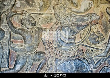 Bas relief sculpture of a Kaurava soldier fighting in the Battle of ...