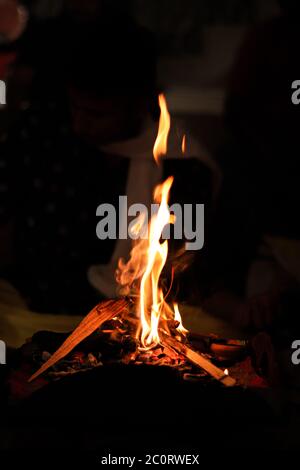 indian Hawan And Pooja fire stock images Stock Photo - Alamy
