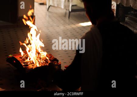 indian Hawan And Pooja fire stock images Stock Photo - Alamy