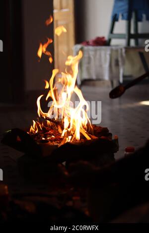 indian Hawan And Pooja fire stock images Stock Photo - Alamy