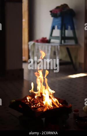 indian Hawan And Pooja fire stock images Stock Photo - Alamy