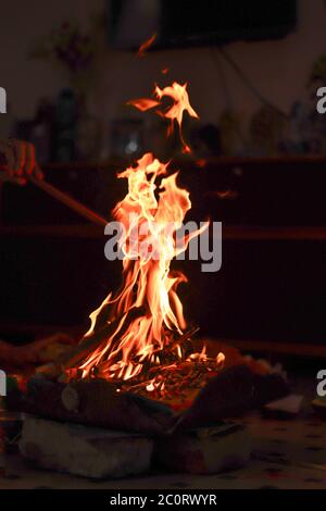 indian Hawan And Pooja fire stock images Stock Photo - Alamy