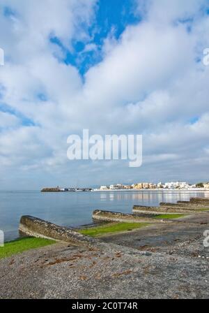 Boat launching ramp and Mediterranean ocean with horizon in Mallorca ...