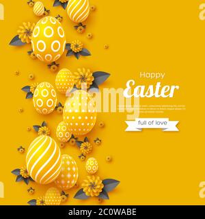Happy Easter greeting card. 3d paper cut easter egg concept design ...