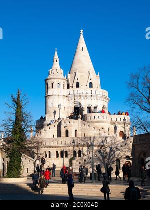 Architectural building Fishermens Bastion in Budapest, Hungary Stock ...