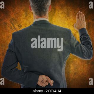 Businessman taking oath Stock Photo - Alamy