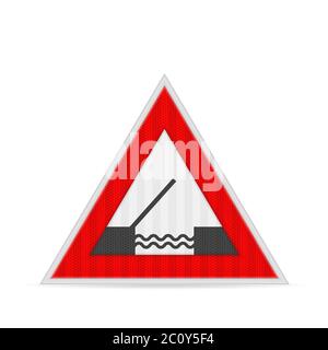 Warning sign with drawbridge symbol Stock Photo - Alamy