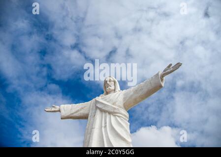 Christ the Redeemer or Cristo Blanco statue in Cuzco, Peru Stock Photo ...