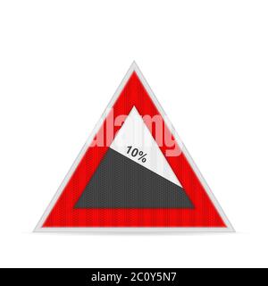 Steep downgrade road sign on a white background. Vector illustration ...