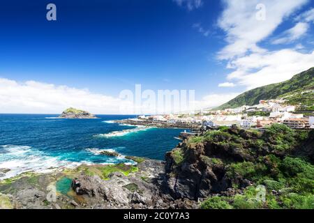 View of Garachico town and harbour Stock Photo - Alamy