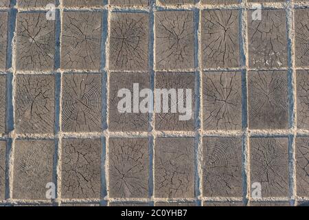 wooden blocks timber pavement texture background Stock Photo - Alamy