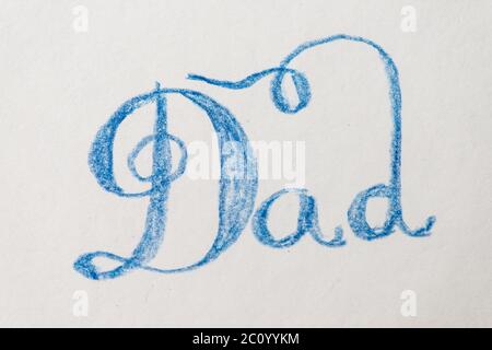Dad blue lettering. Fathers day greeting card. watercolor hand drawn ...