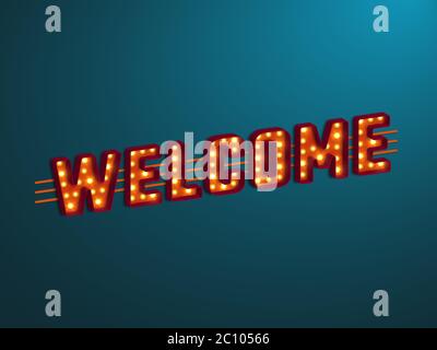 Retro text welcome. Retro light bulb. Vector stock illustration Stock ...