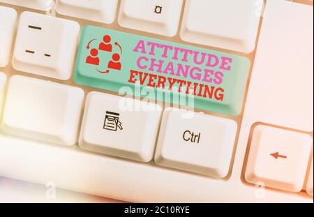 Writing note showing Attitude Changes Everything. Business concept for ...