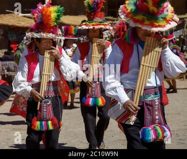 Traditional Inca Dancers in costume, Inca terraces of Moray, Cusco ...