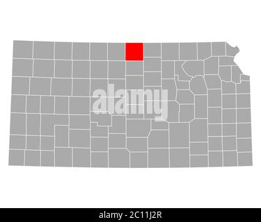 Map of Jewell in Kansas Stock Photo - Alamy