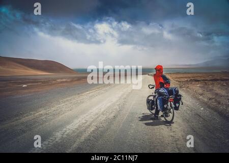 Female cyclist on the bicycle Stock Photo - Alamy