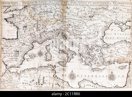 Old map of Europe - From an 1656 Atlas of Geography from P. du Val ...