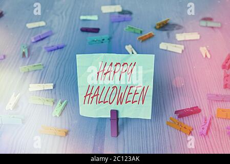 Writing note showing Happy Halloween. Business concept for a day ...