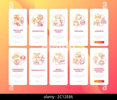 Collaborative economy onboarding mobile app page screen with concepts set Stock Vector Image ...