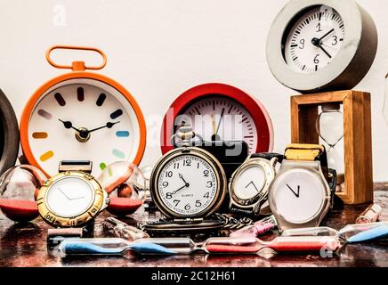 Many different Clocks Stock Photo - Alamy