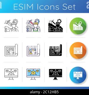 industrial modeling vector line icons set. Industrial, Modeling ...