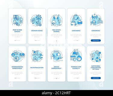 Collaborative economy onboarding mobile app page screen with concepts set Stock Vector Image ...