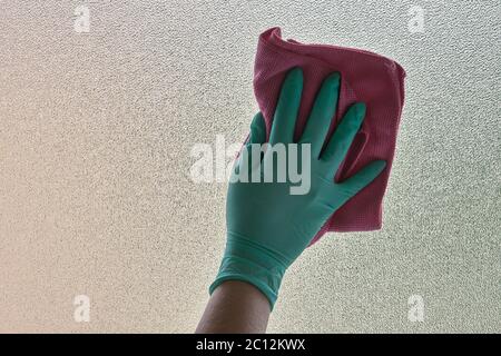 close up light pink microfiber texture. Cleaning rag fluffy cloth on ...