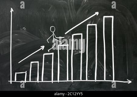 Graph drawing on blackboard Stock Photo - Alamy