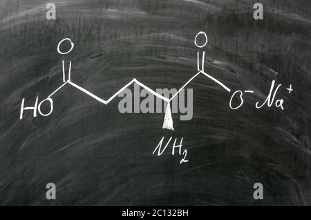 Molecule structure of Monosodium glutamate written on blackboard Stock ...