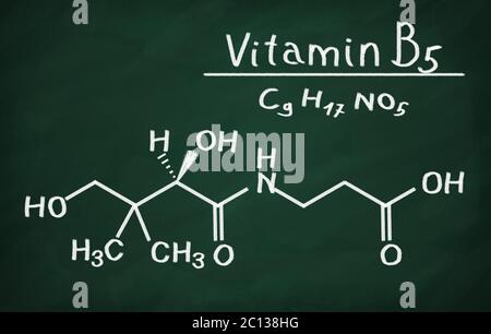 Vitamin B5 (pantothenic acid, pantothenate) molecule. Blue skeletal ...