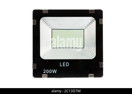 200 watt LED projector light. Black LED lamp with 200 LEDs. On the ...