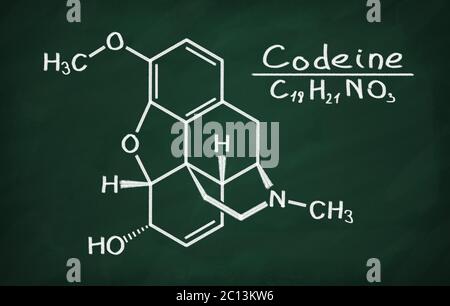 Codeine. Chemical formula, molecular structure. 3D rendering Stock ...