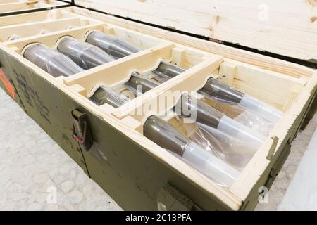 army box of ammunition with rocket-propelled grenade isolated Stock ...
