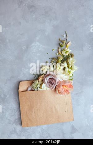 Flowers With Envelop Stock Photo - Alamy