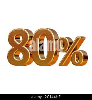 3d Gold 80 Eighty Percent Discount Sign Stock Photo - Alamy