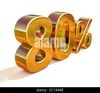 3d Gold 80 Eighty Percent Discount Sign Stock Photo - Alamy