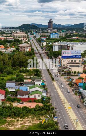 High angle view Hua Hin city at sunrise beautiful scenery town seaside ...
