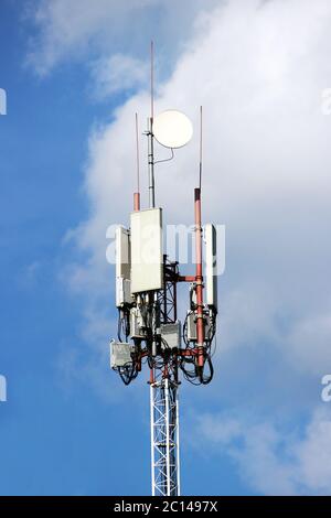 equipment for telecommunications and satellite dishes on the tower ...