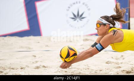 Duesseldorf, Germany. 13th June, 2020. Beach volleyball, beach league ...